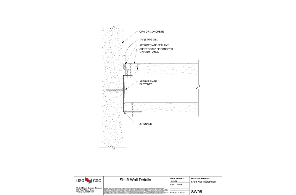 Design Details Details Page - SW06-Shaft Wall Intersection