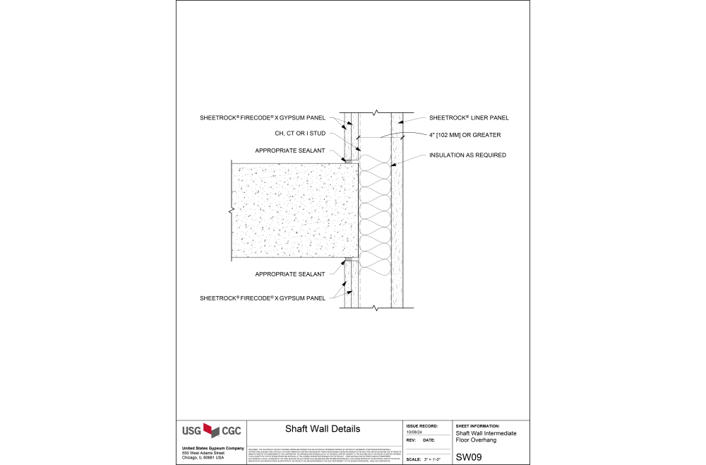Design Details Details Page - SW09-Shaft Wall Intermediate Floor Overhang