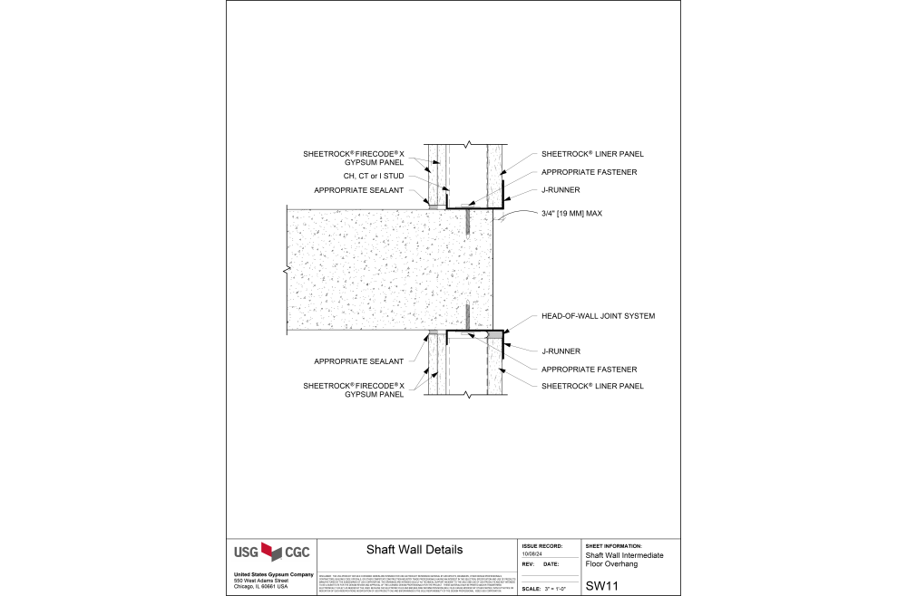 Design Details Details Page - SW11-Shaft Wall Intermediate Floor Overhang